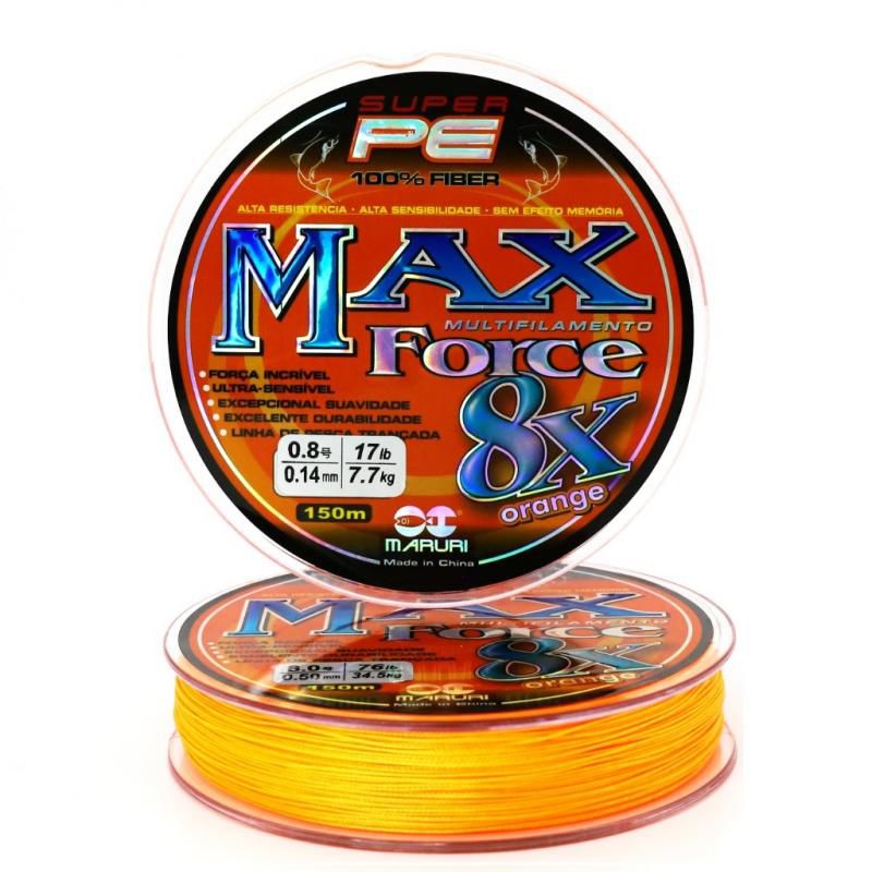 Linha Multifilamento Maruri Max Force 8X 150m Cor Laranja - MP Fishing MP Mundo da Pescaria