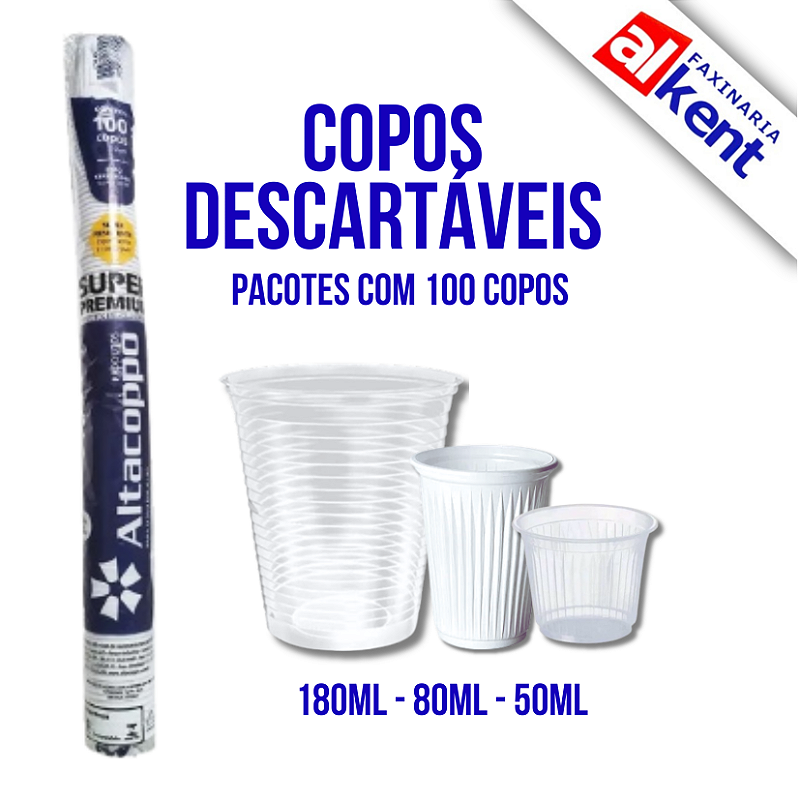 Copo Plástico Descartável Super Premium Altacoppo - Vários tamanhos: 50ml, 80ml e 180ml - Alkent ...
