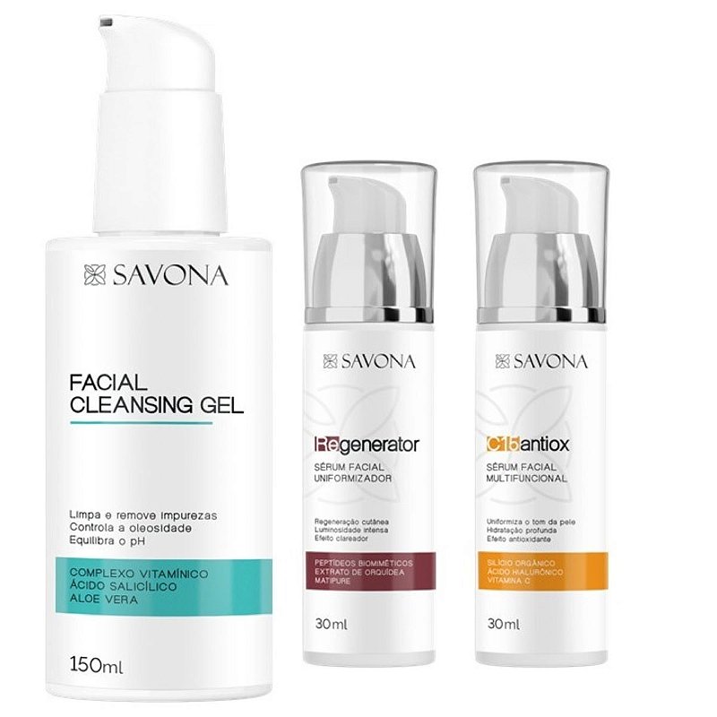 KIT CLAREADOR – Gel de Limpeza Facial + Sérum Clareador + Sérum ...