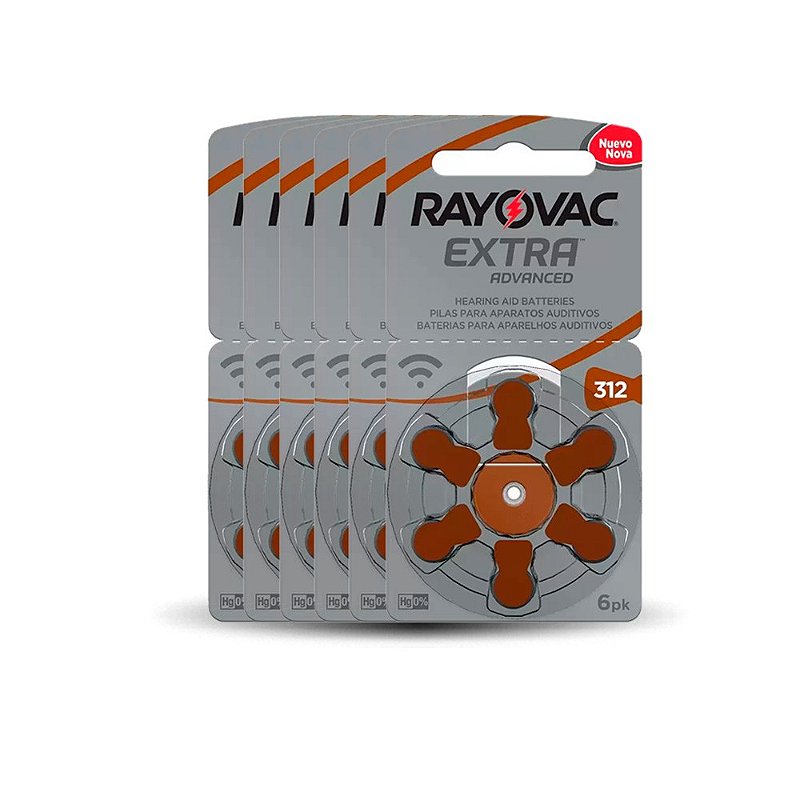 Pilha Auditiva Rayovac Advanced Tam 312 - Cartela com 6 unidades - GT6 Distribuidora