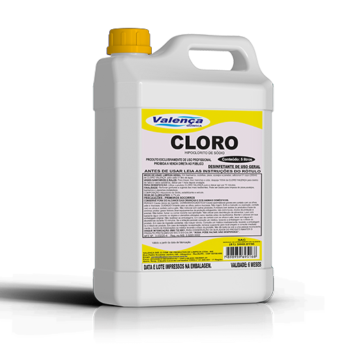 CLORO HIPOCLORITO DE SODIO 2% 5LT 1UN VALENÇA CD4 - Mix Limpeza e ...