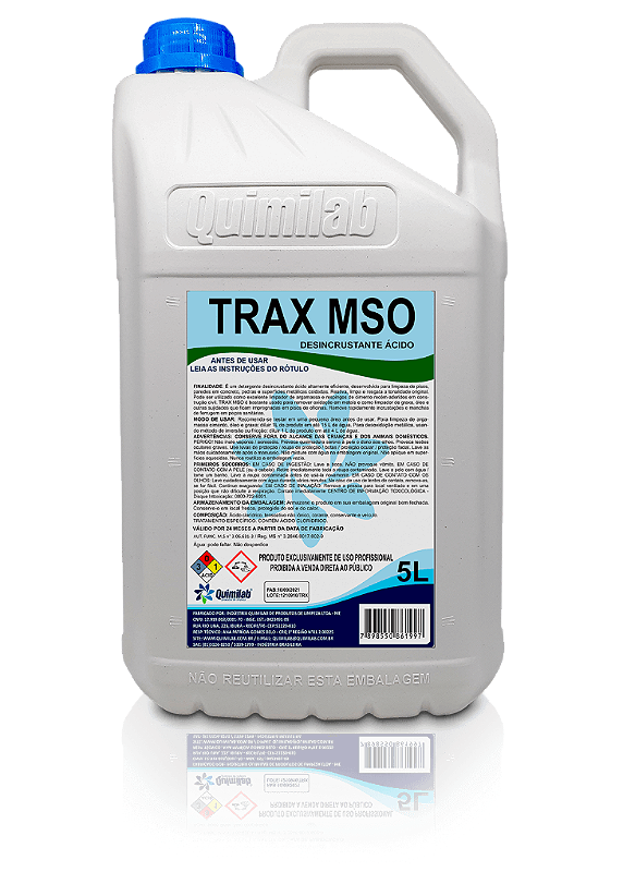DESINCRUSTANTE TRAX MSO 1/15 5L 1UN QUIMILAB CD4 - Mix Limpeza e Descartaveis