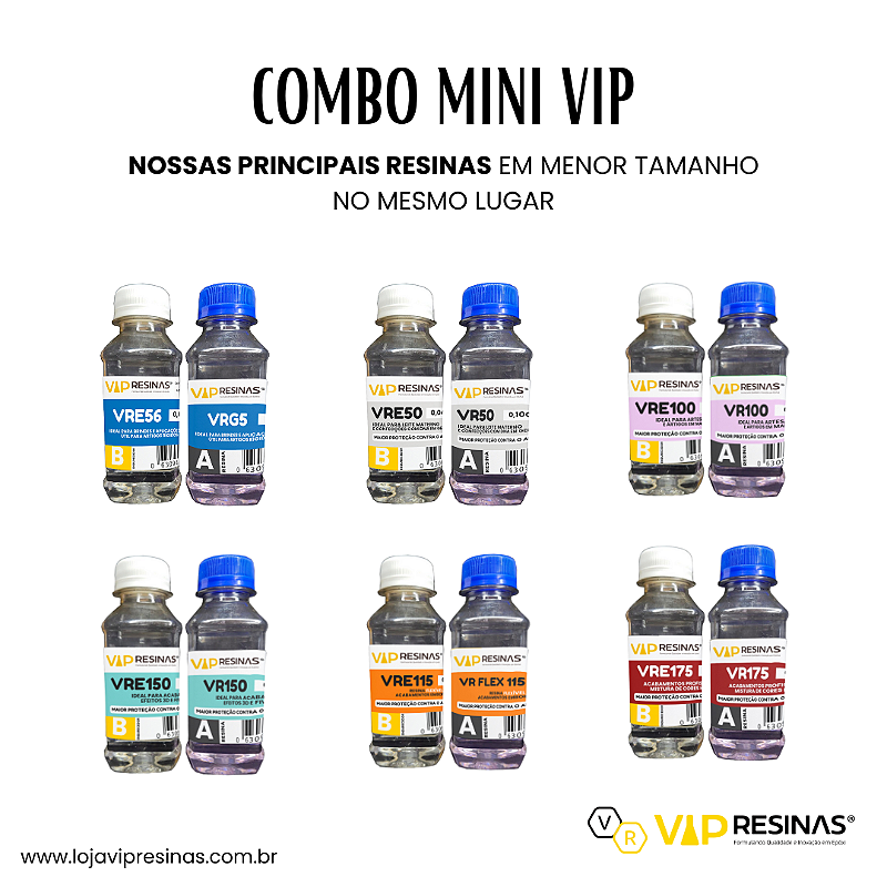 Kit Combo Resinas + Endurecedor Mini 890g total Vip Resinas - Loja Vip Resinas