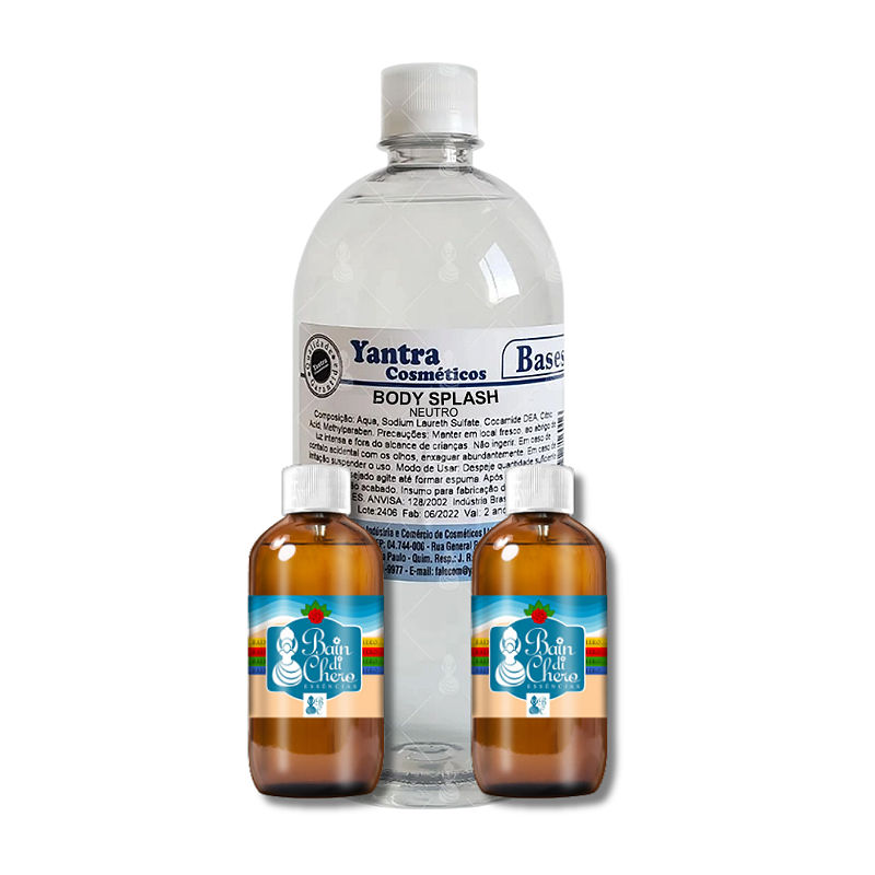 Kit Body Splash com Base Pronta, Essência e Fixador - Bain Di Chero