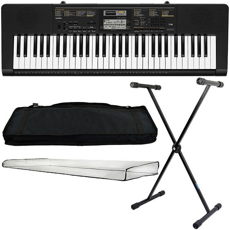 Kit Teclado Eletrônico 61 Teclas Casio Ctk-2400 + Acessórios Com 10% ...