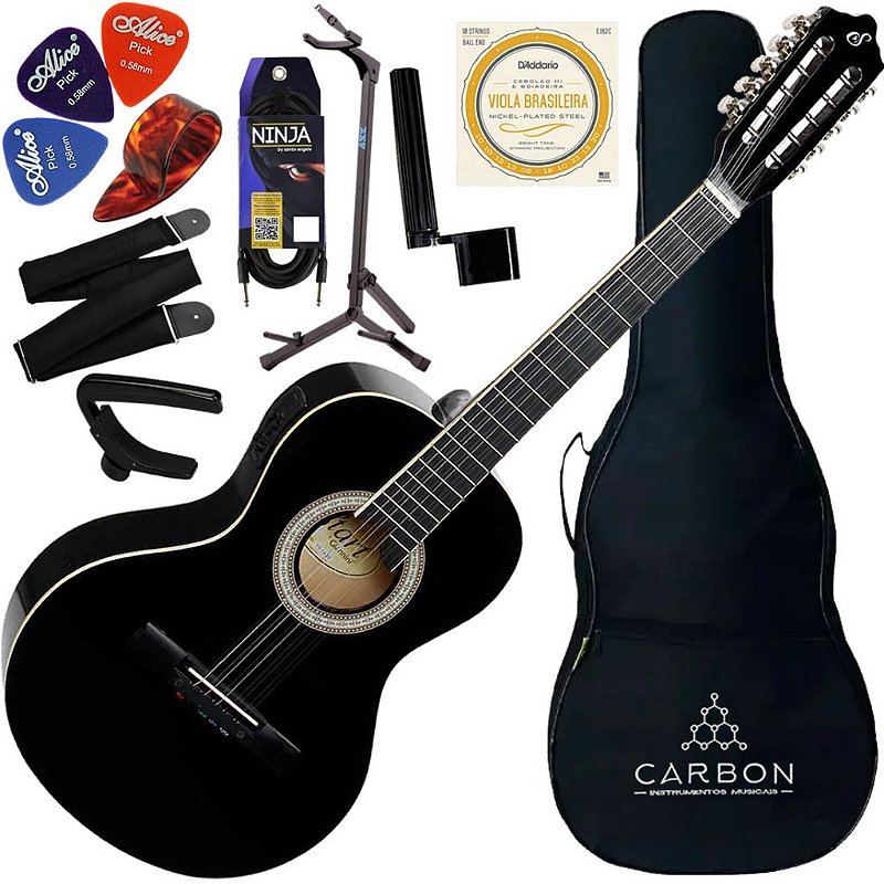 Kit Viola Eletroacústica Giannini Start VS-14 EQ BK Preto Vl03 Com 10% ...