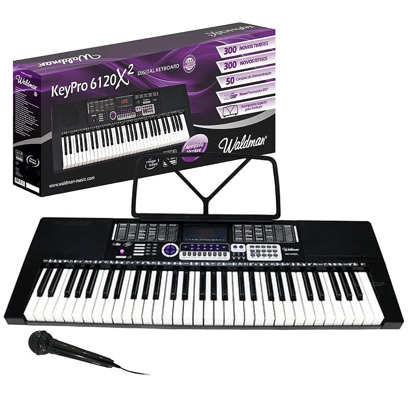Teclado Musical Para Iniciantes 61 Teclas Waldman KEP-6120X2 Preto ...