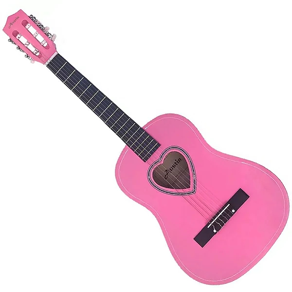 Violão Acústico Canhoto Nylon Austin 941SPK Rosa Juvenil Pink Coração ...