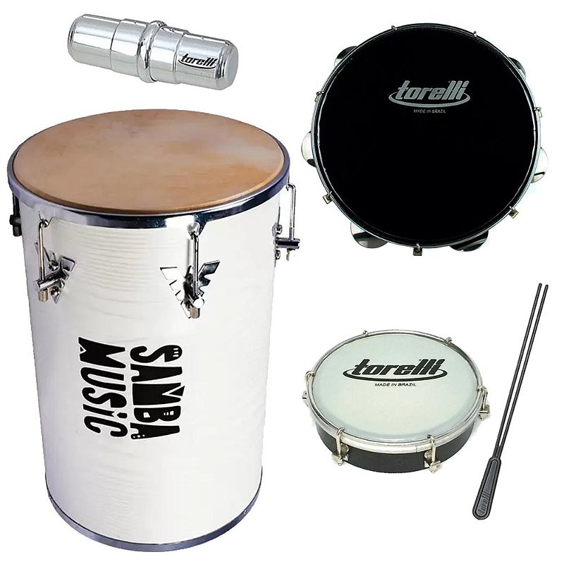 Kit Samba Pagode Com Rebolo Pandeiro Repique Tamborim e Ganzá Com 10% ...