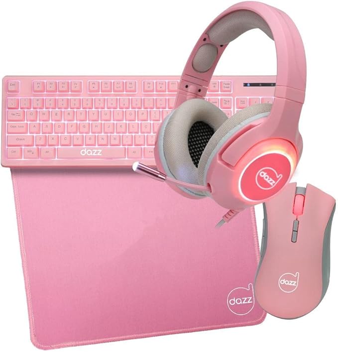 Fone de ouvido Headset Combo Dazz 4 Em 1 Série M Rosa mouse teclado e ...
