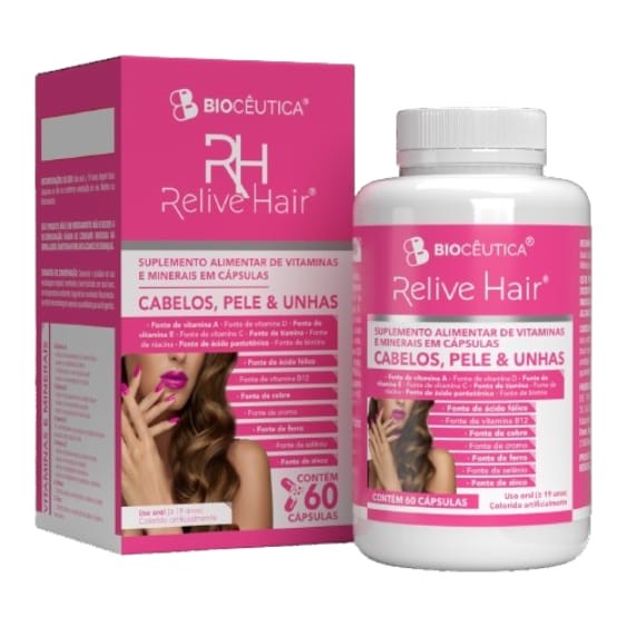 Relive Hair (Cabelos, Pele e Unhas) - 60 Cápsulas - WCR Cosméticos ...