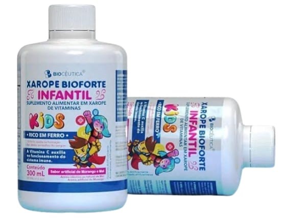 Xarope Bioforte Infantil 300mL ( Sabor Morango e Mel) - WCR Cosméticos ...