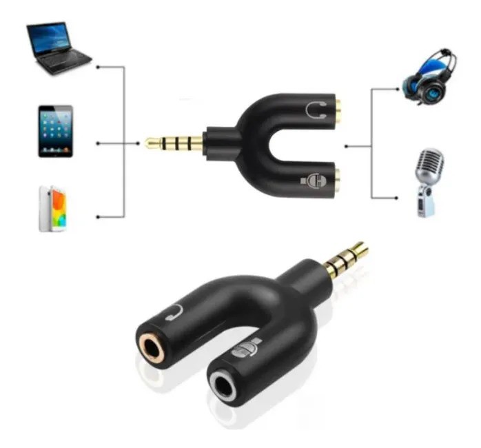 Adaptador P2 Macho x P2 Fêmea Áudio/Microfone - Tecnofy Acessórios