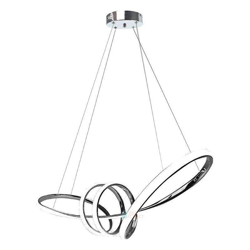 Lustre Pendente de Led Modelo - Infinito 60W | Cromado | 74Cm - Casa ...