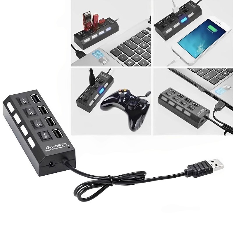 Alfa hub usb 2.0 4 portas régua extensão caneta drive teclado 480mbps ...