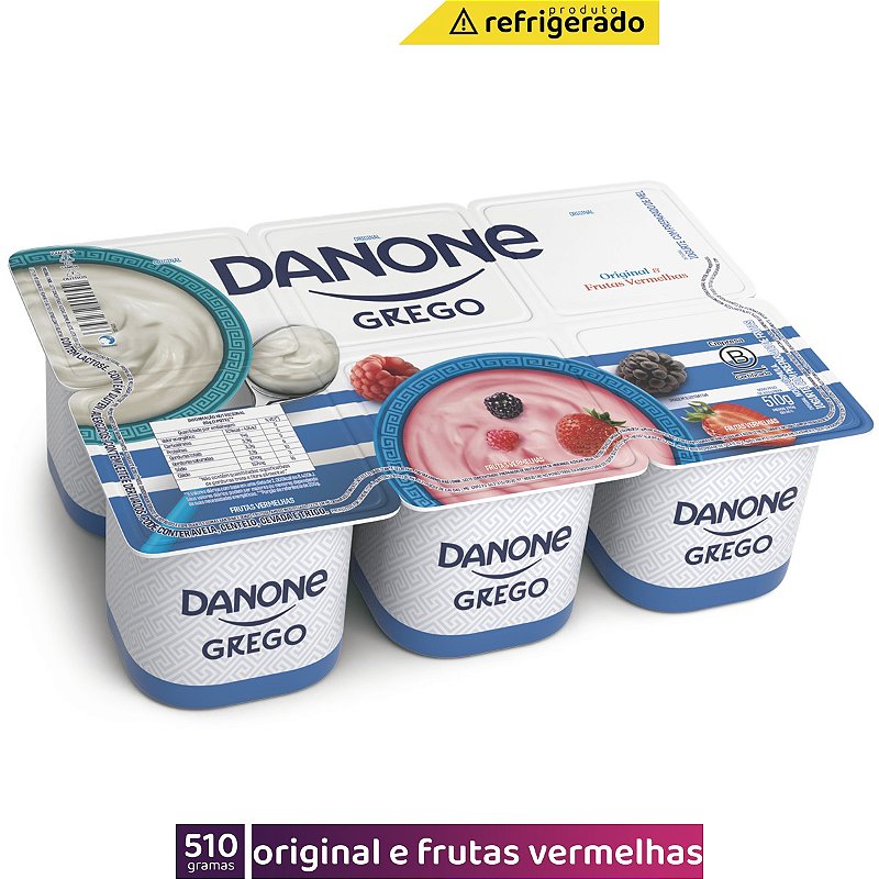 Danone Grego 510g X6 Original e Frutas Vermelhas - Frete grátis ...