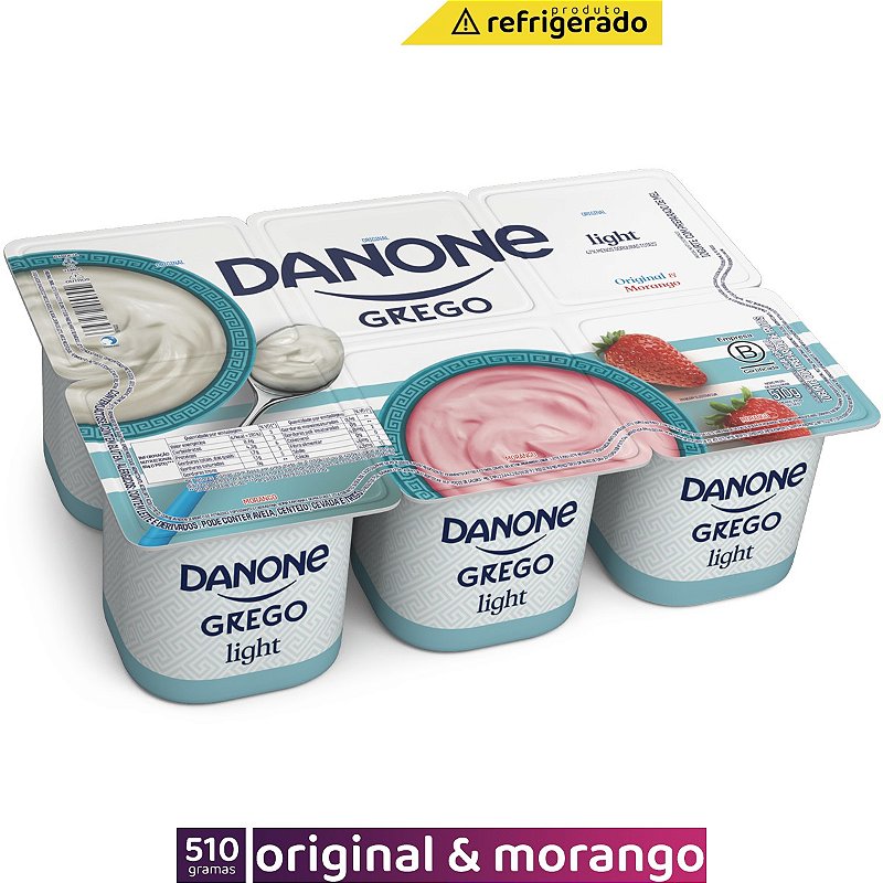 Danone Grego Light 510g X6 Original & Morango - Frete grátis ...