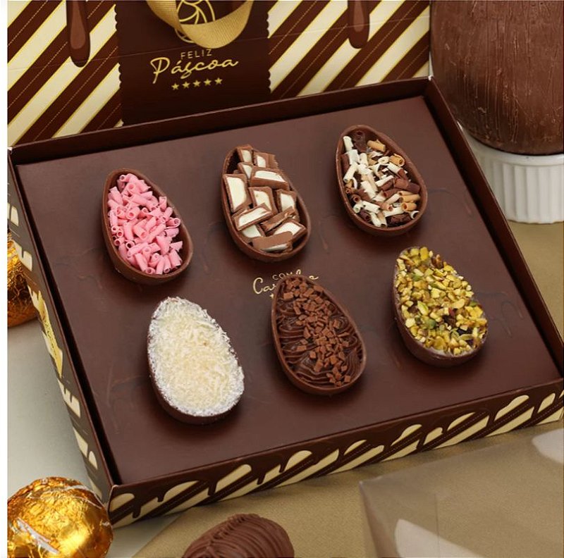 10 Caixas Degustação 6 Mini Ovos de Páscoa 50gr CHOCOLATE 3934 ( PASCOA ...