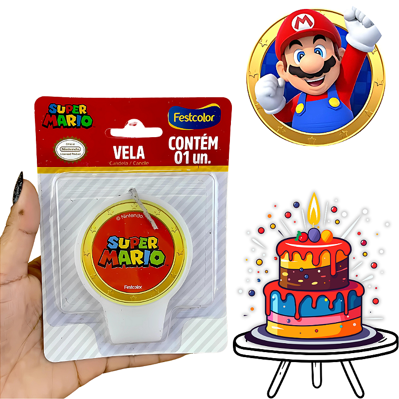 VELA SUPER MARIO BROS FESTCOLOR - Chocobraz Embalagens