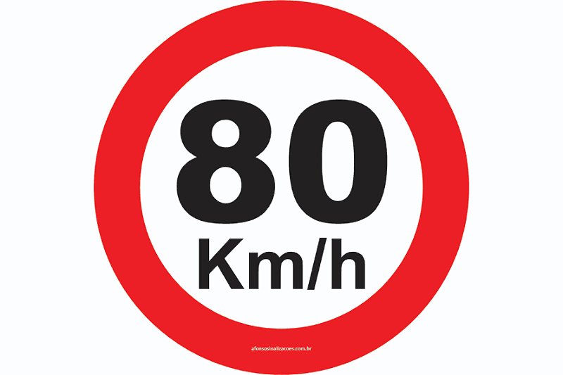 Placa Velocidade Máxima Permitida 80 Km/H R-19 Resolução Contran ...