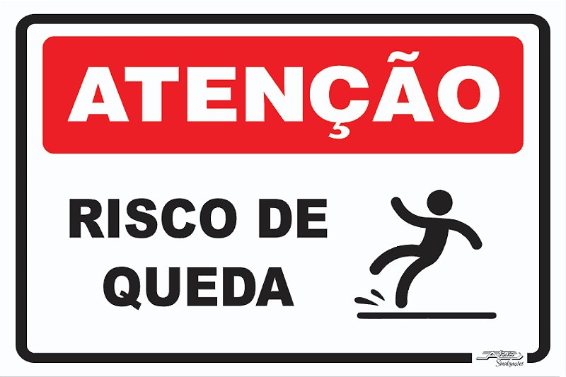 Placa Atenção Risco de Queda - Afonso Sinalizações