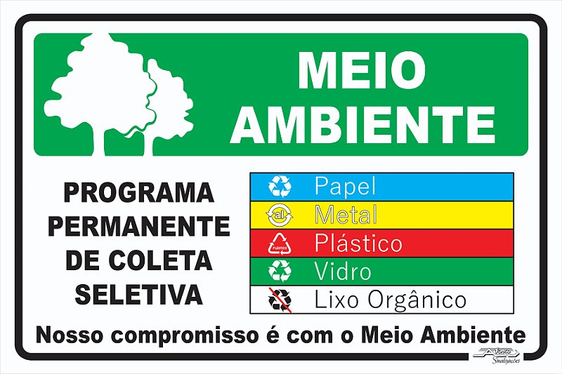 Placa Meio Ambiente Programa Permanente de Coleta Seletiva - Afonso ...