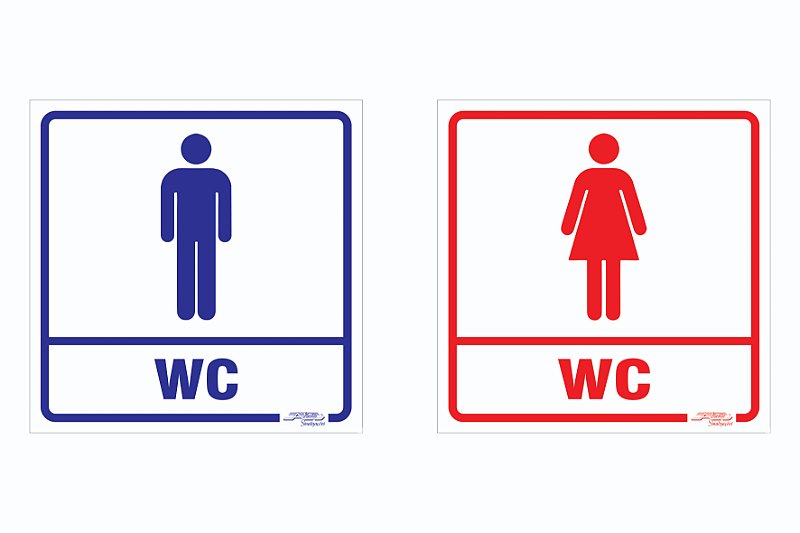 Kit Placa Banheiro Masculino e Feminino WC - 20x20 - Afonso Sinalizações