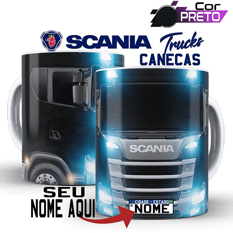 Caneca caminhoneiro personalizada caminhão Scania R450 - Vfs Personalizados