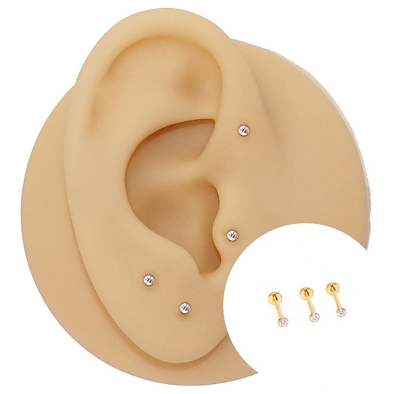 Piercing Labret Plug em Aço PVD Revolution - Escola do Piercing