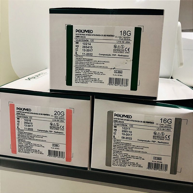 Caixa Fechada 100 Catéter Polymed - Escola do Piercing