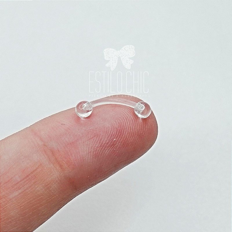 Piercing Microbell Curvo em Bioflex Transparente - Escola do Piercing
