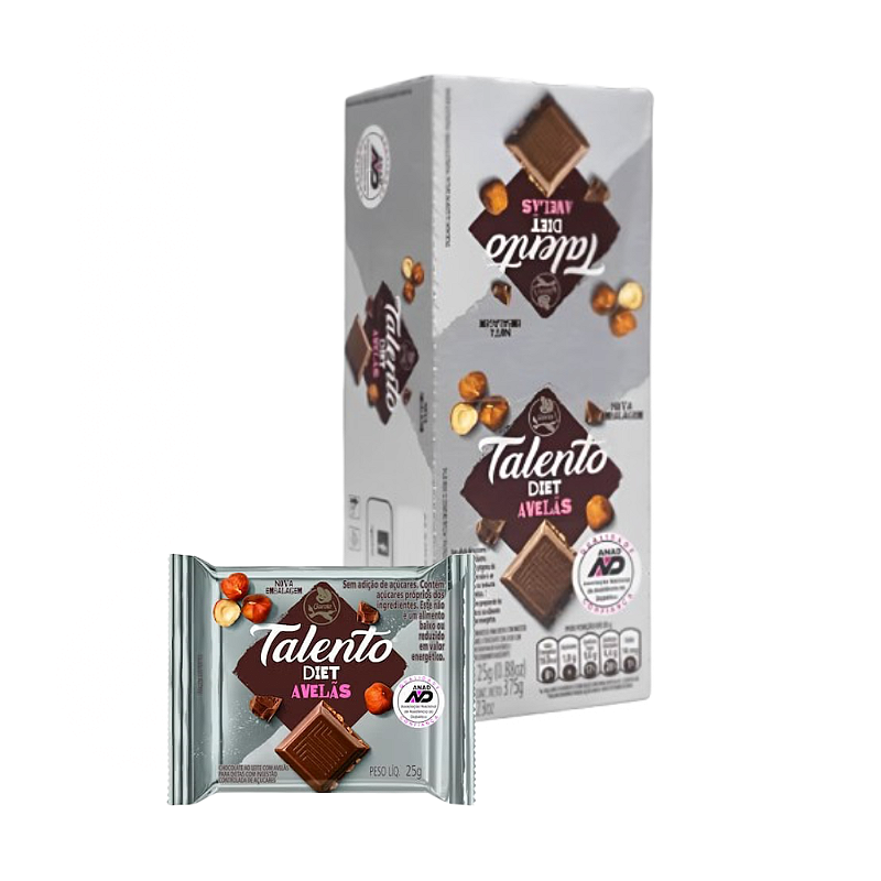 Chocolate Talento Diet Avelã 15x25gr - Multipreços - Confeitaria e ...