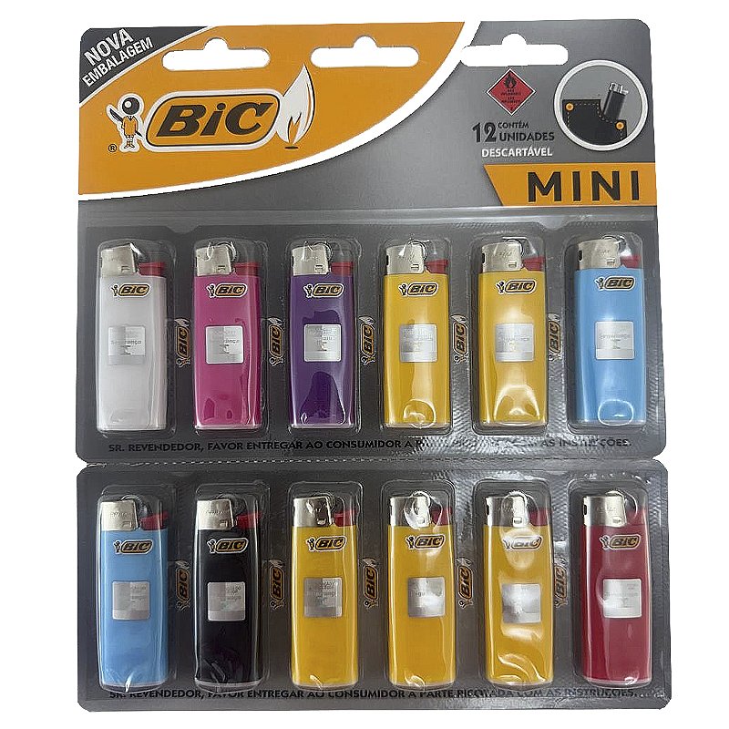 Isqueiro Bic Mini Kit Com 12 Unidades - MNunes Distribuição
