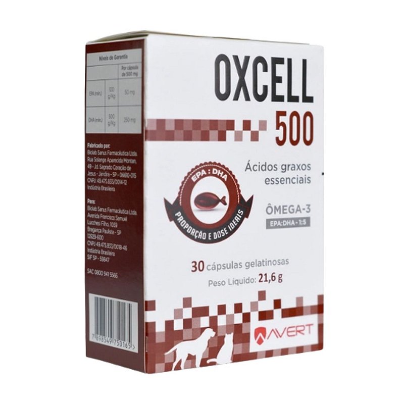Oxcell 500 Suplemento Nutricional para Saúde Pet 30 Cápsulas - Empire Pet