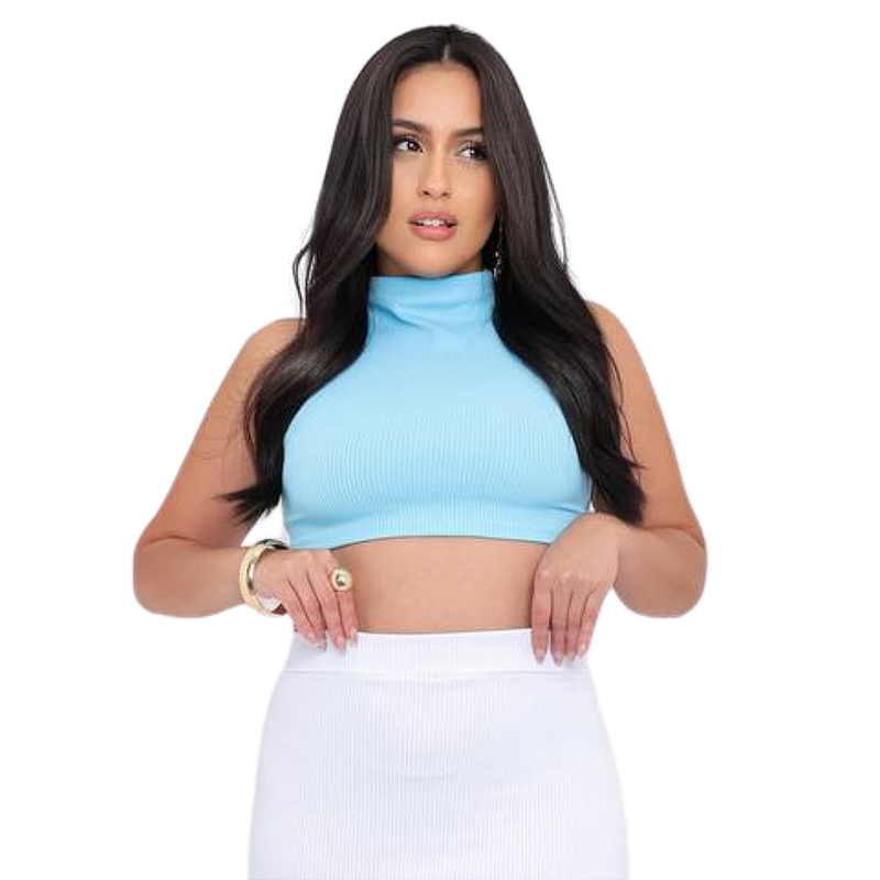 Cropped regata com golinha anarruga - JASSA AZUL - Bella Net