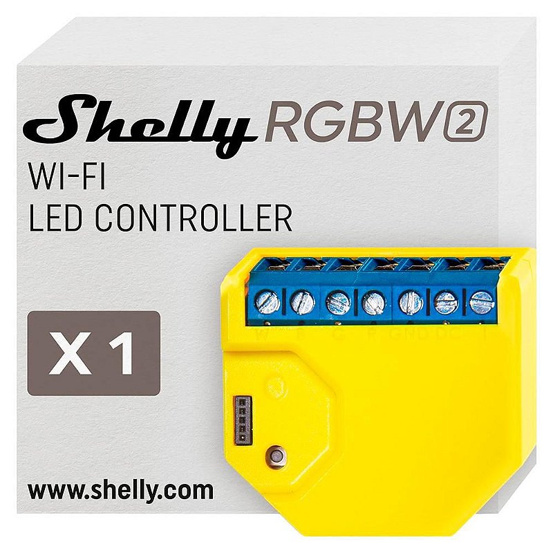 Shelly RGBW2 Relé Inteligente Operado por Wi-Fi para fitas LED Amarelo ...