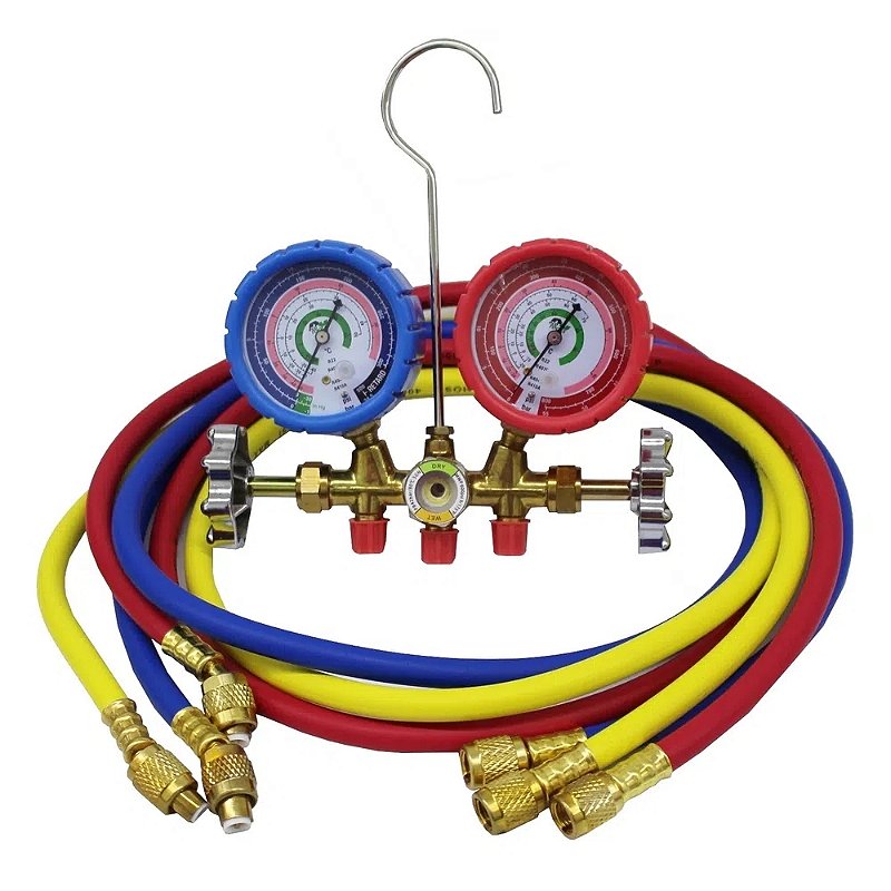 Manifold R410A/R407C/R22/R134A Jogo Com 3 Mangueiras 150cm VULKAN ... Manifold R410A/R407C/R22/R134A Jogo Com 3 Mangueiras 150cm VULKAN ...