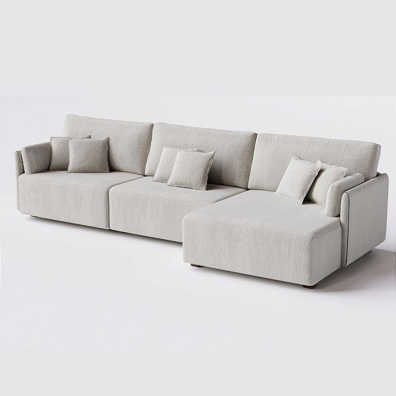 Sofa Living Modulado 2 65 Com Chaise Em Boucle Alaska Natural Barcelona Home Mobily