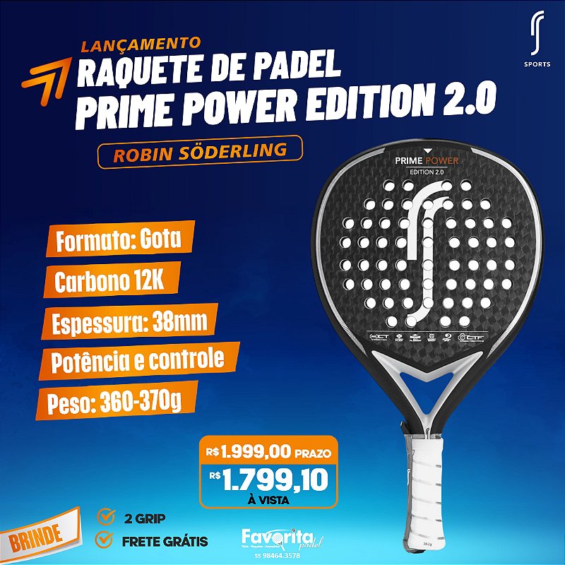 Raquete de Padel Prime Power Edition 2.0 - Robin Söderling - Favorita Padel