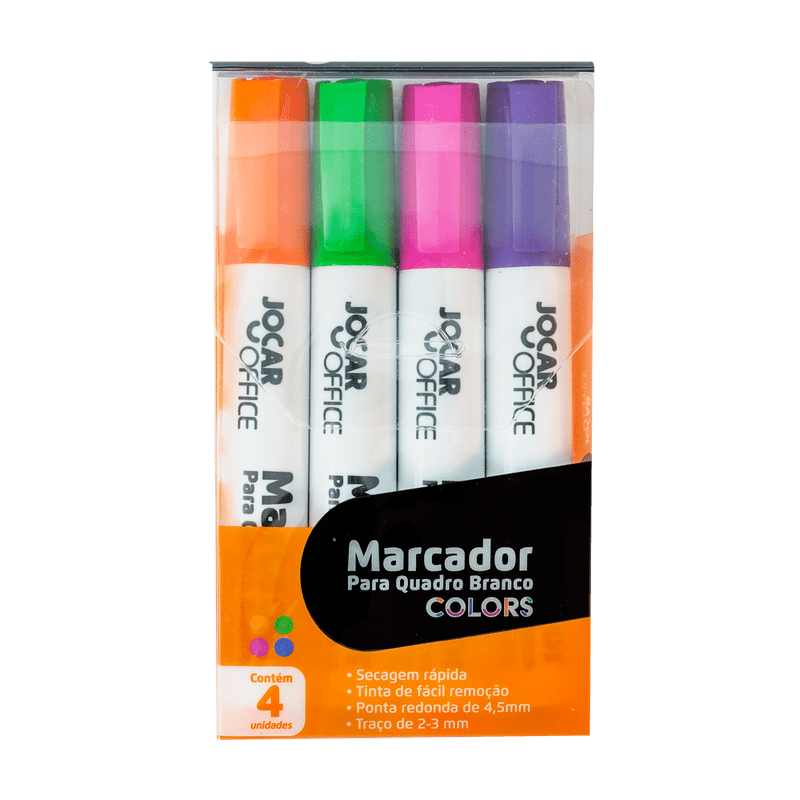 Marcador Para Quadro Branco Colors Estojo/4 Unds Jocar Office - Minha ...
