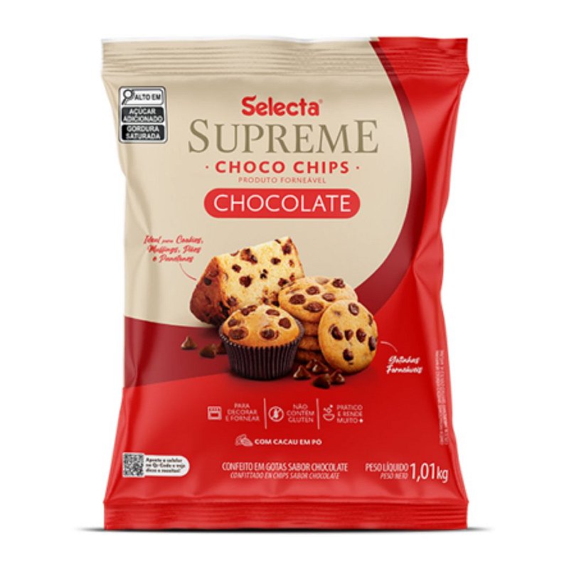 SUPREME CHOCO CHIPS GOTAS SABOR CHOCOLATE 1,01KG SELECTA - A Loja da ...