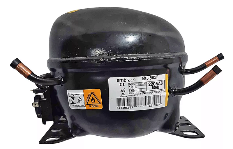 Motor Compressor 1/6 HP EM2U60CLP Embraco Gás R600 220V - Karisfrio