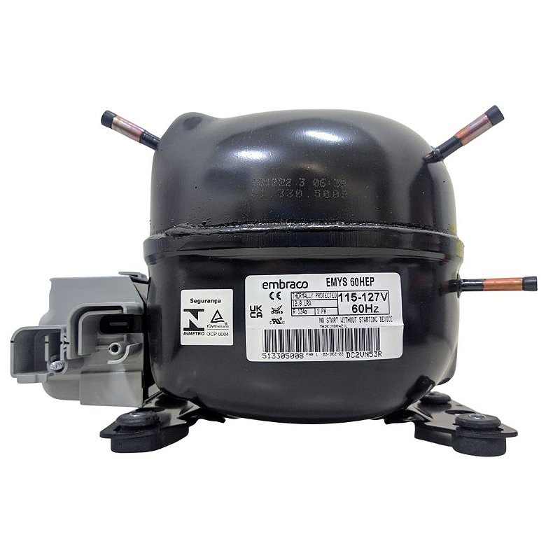 Motor Compressor 1/5+ EMYS60HEP Embraco Gás R134 110V - Karisfrio