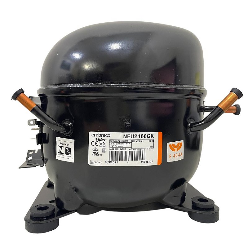 Motor Compressor Aspera 3/4 NEU2168GK Gás R404A Embraco 220V - Karisfrio