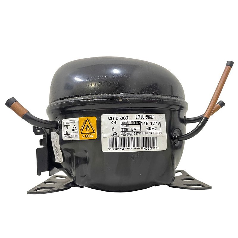 Motor Compressor 1/6 EM2U60CLP Embraco Gás R600 110V - Karisfrio