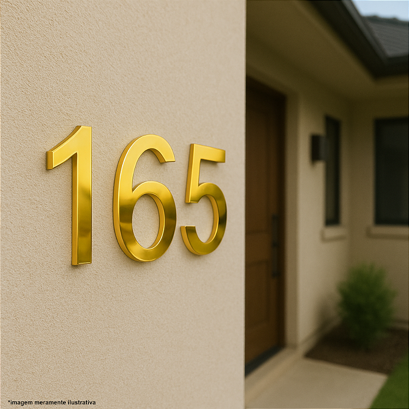 Número Residencial em ACM Dourado Espelhado 12cm – Visual Sofisticado ...
