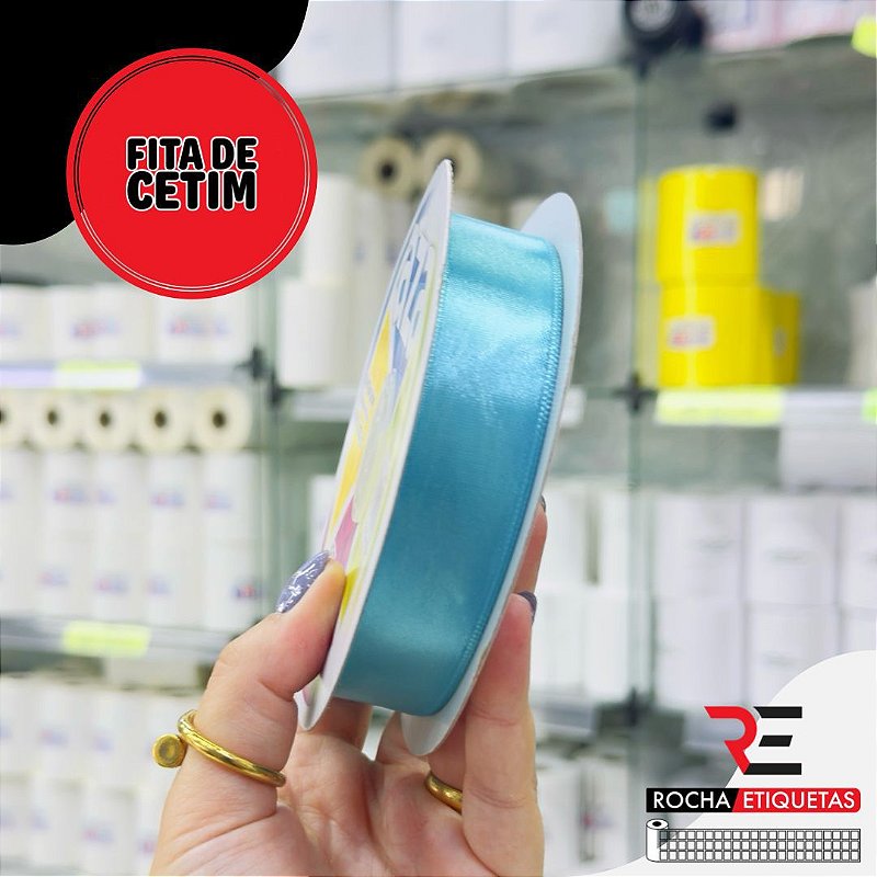 Fita de Cetim 50 Mts 22mm Azul Tiffany - Rocha Etiquetas