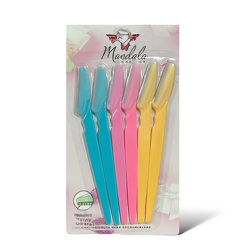 Kit navalha para sobrancelha com 06 peças Mandala - TM Makeup