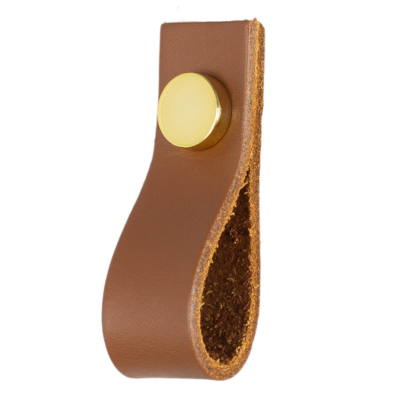 Puxador Couro Caramelo Ponto Slim - A legítima elegância do couro!