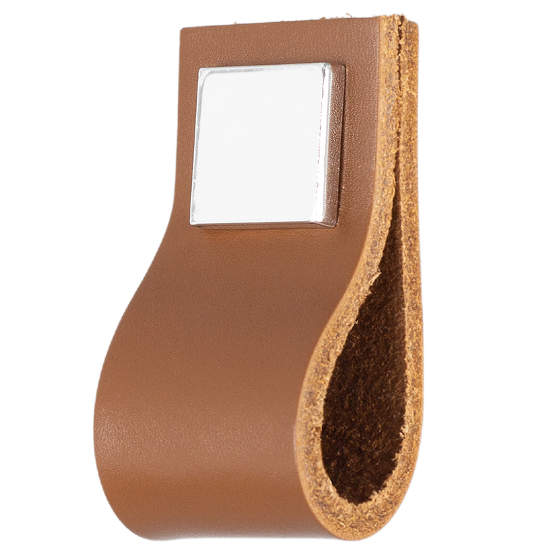 Puxador Couro Caramelo Ponto Braavos - A legítima elegância do couro!